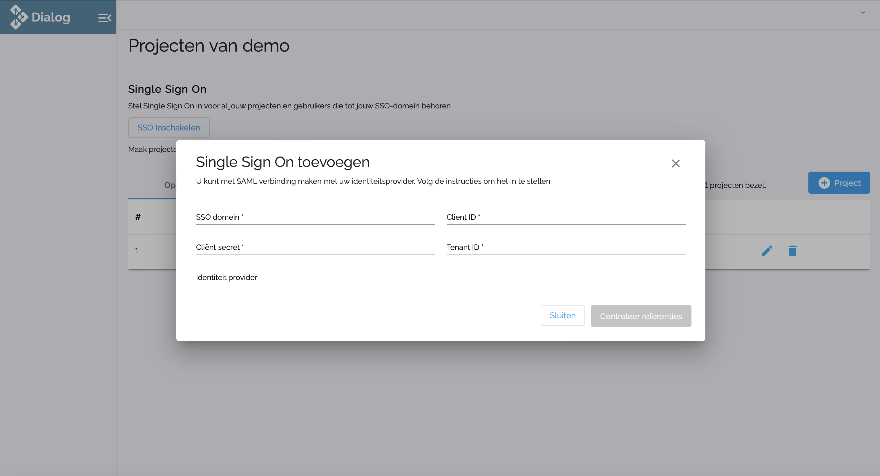Single Sign On – Dialog